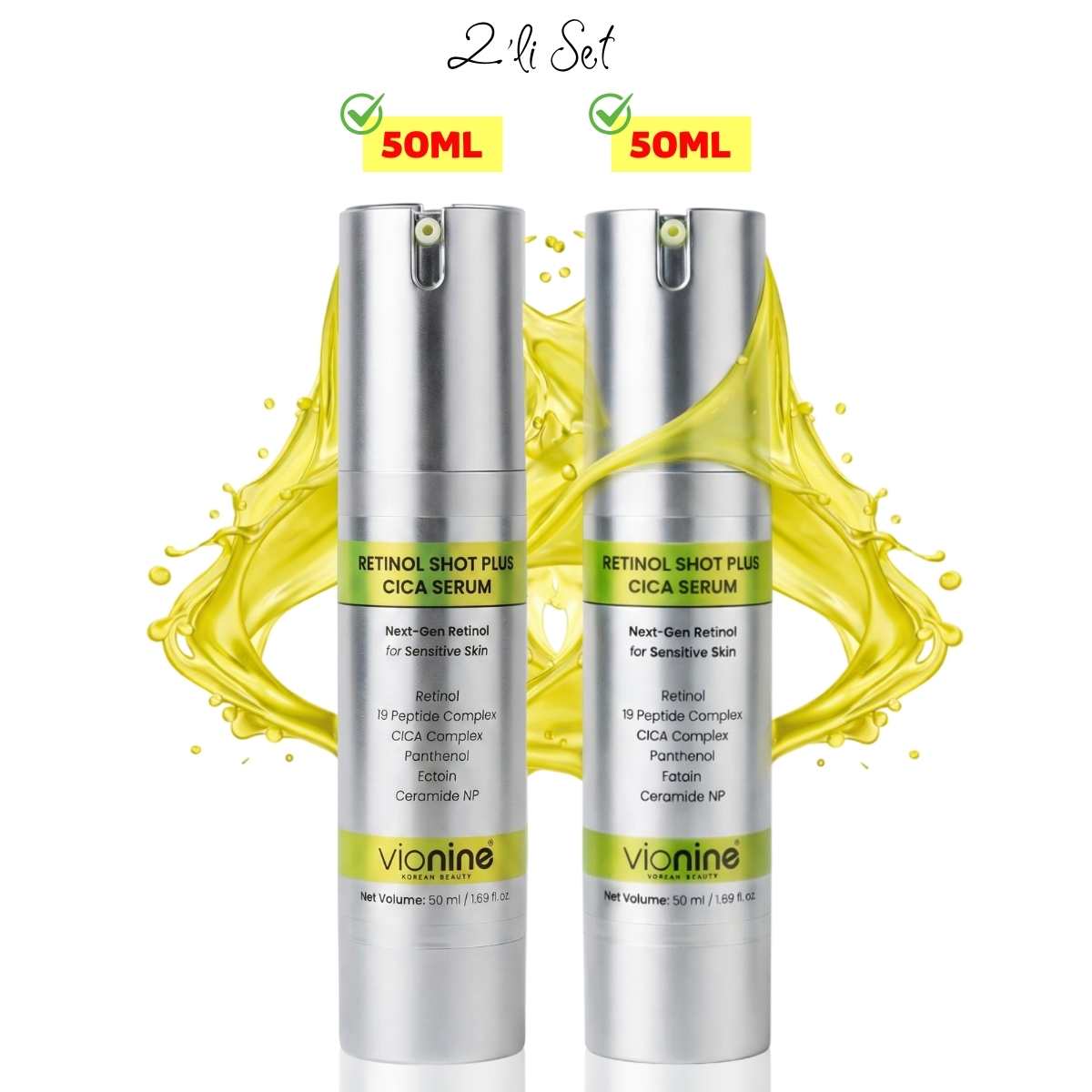 Vionine Retinol Shot Plus Cica Serum 2’li Set | Kırışıklık Bakımı