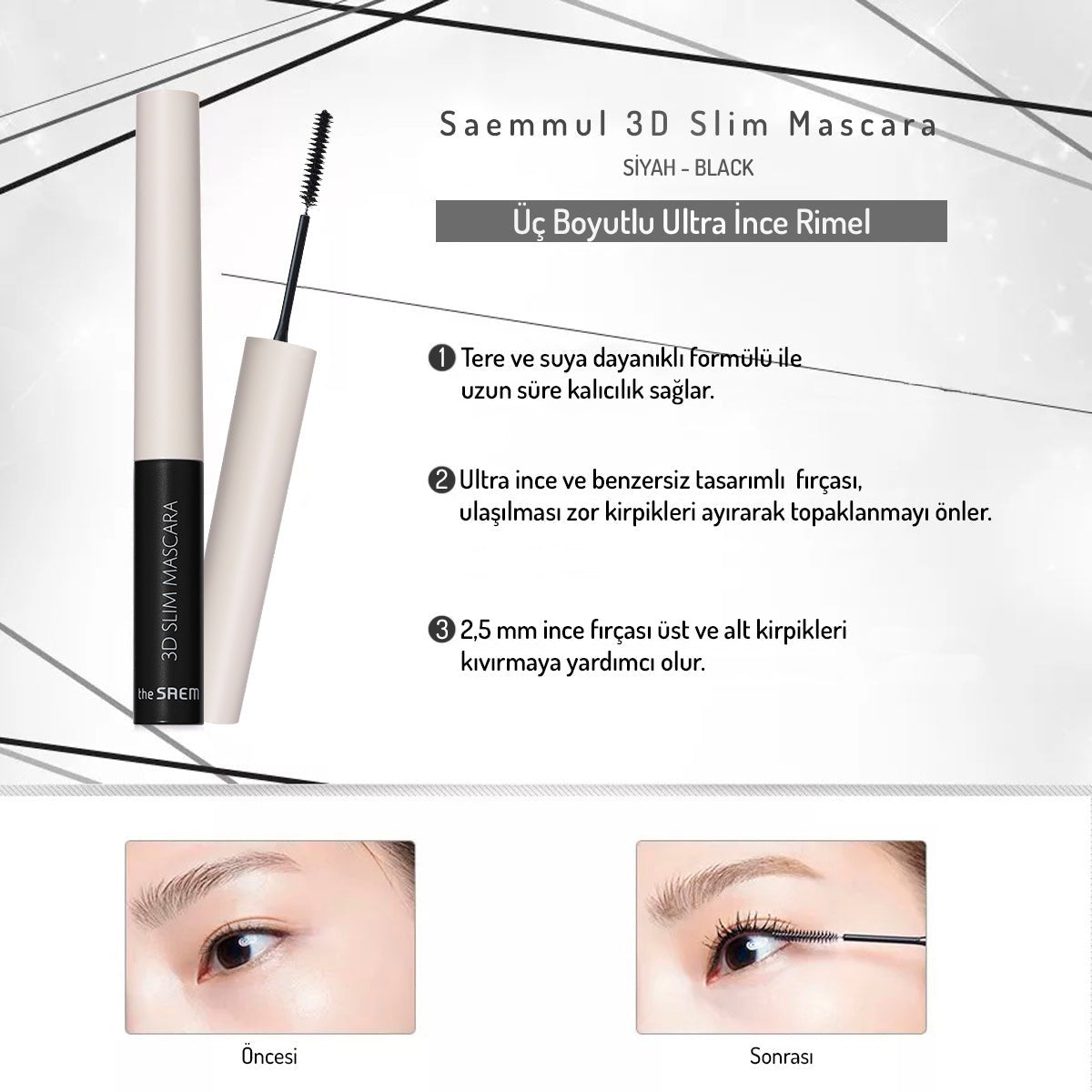 The Saem 3D Slim Mascara - Black – Vionine